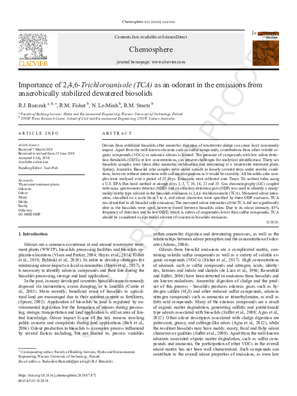 (PDF) Importance of 2,4,6-Trichloroanisole (TCA) as an odorant in the ...