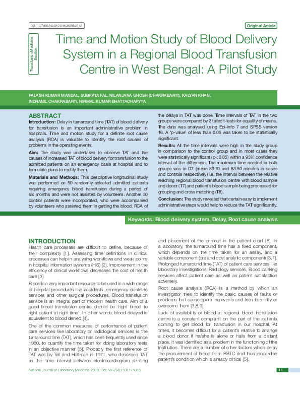 (PDF) Time motion study