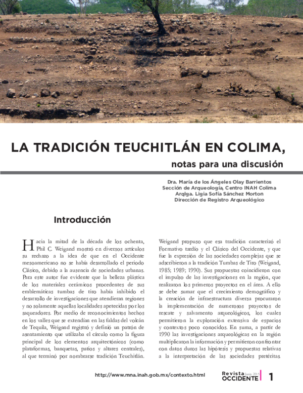 (PDF) La tradición Teuchitlán en Colima
