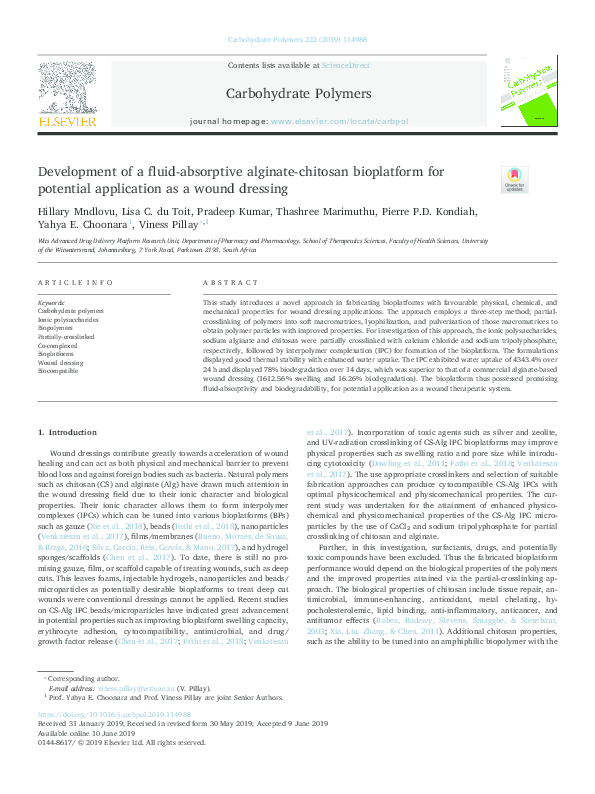 (PDF) Development of a fluid-absorptive alginate-chitosan bioplatform for potential application ...
