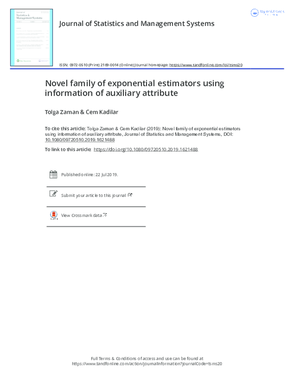 (PDF) Novel family of exponential estimators using information of auxiliary attribute