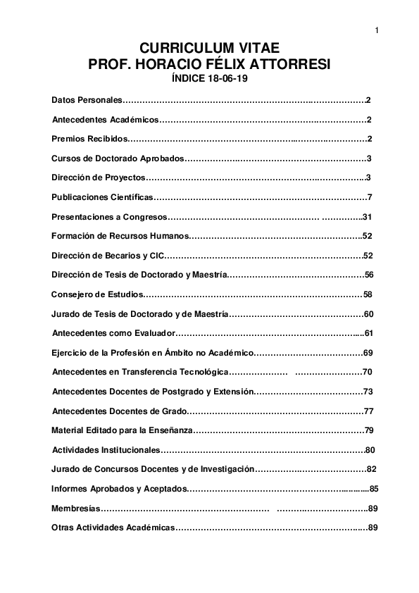 (PDF) CURRICULUM VITAE PROF. HORACIO FÉLIX ATTORRESI