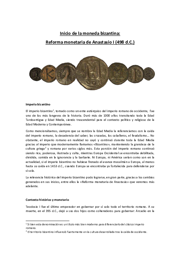 (PDF) La reforma monetaria de Anastasio I