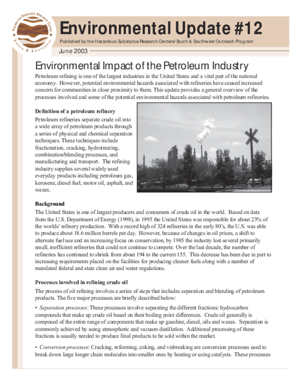 (PDF) Environmental Impact of the Petroleum Industry Environmental ...