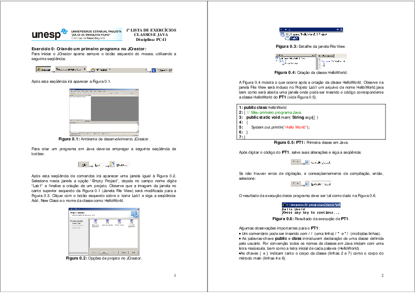 (PDF) Teste sobre Java - Lista 1 sobre Programação Orientada a Objetos ...