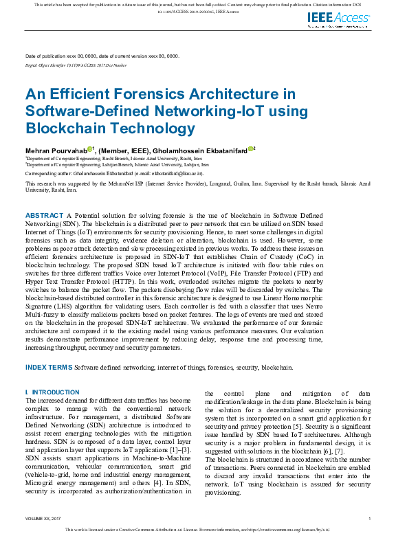 Pdf An Efficient Forensics Architecture In Software Defined Networking Iot Using Blockchain