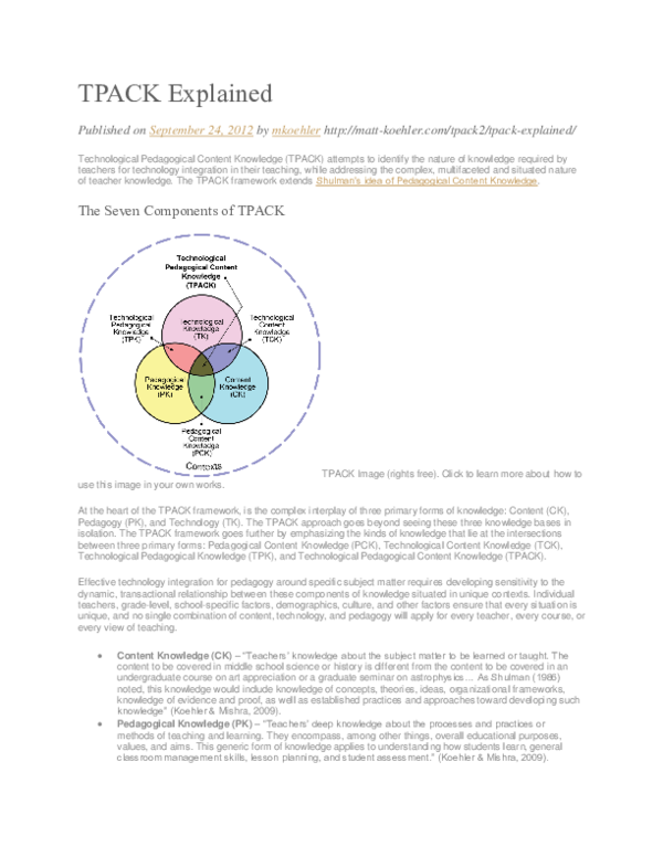 (PDF) TPACK Explained