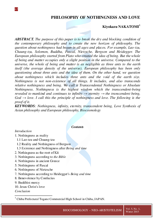 (PDF) PHILOSOPHY OF NOTHINGNESS AND LOVE