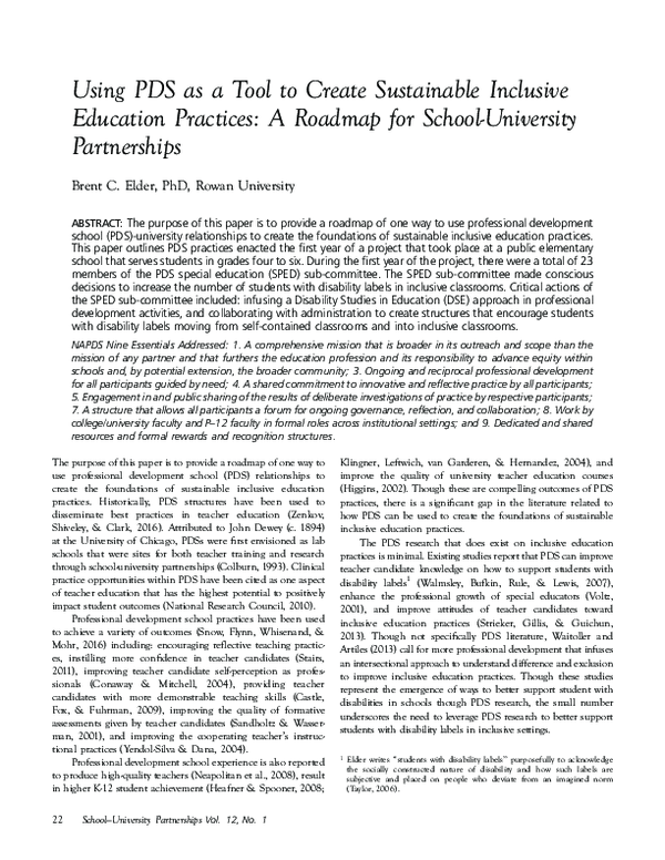 (PDF) Using PDS as a tool to create sustainable inclusive education ...