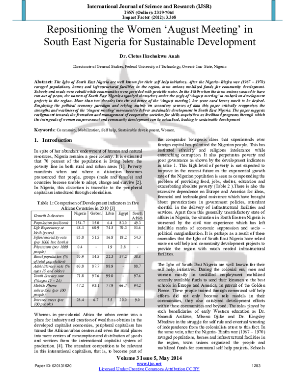 (PDF) Repositioning the Women 'August Meeting' in South East Nigeria ...