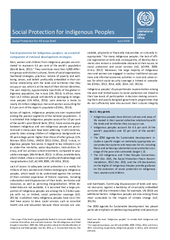 (PDF) Social Protection for Indigenous Peoples