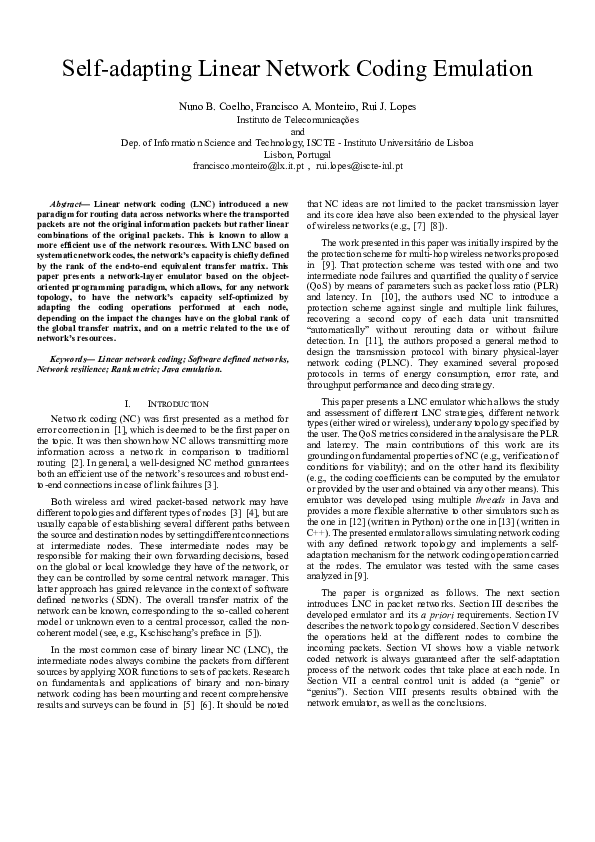 (PDF) Self-adapting Linear Network Coding Emulation