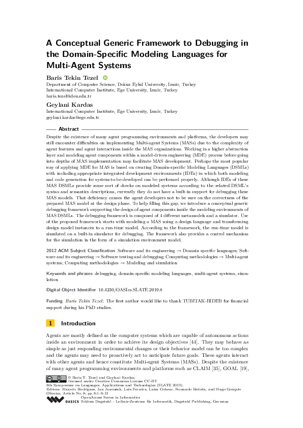 Pdf A Conceptual Generic Framework To Debugging In The Domain Specific Modeling Languages For