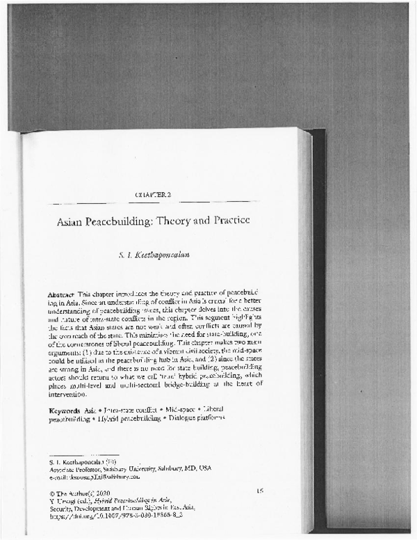 (PDF) Asian Peacebuilding: Theory and Practice