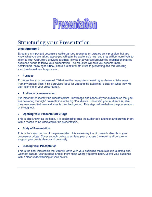 (DOC) Structuring your Presentation