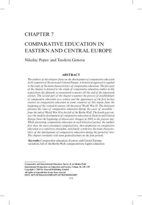 (PDF) Comparative Education in Eastern and Central Europe