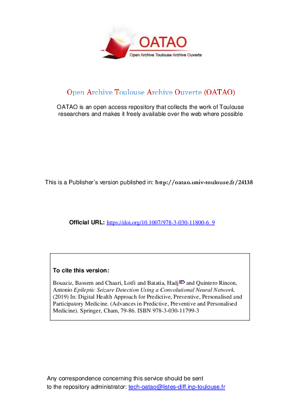 Pdf Epileptic Seizure Detection Using A Convolutional Neural Network