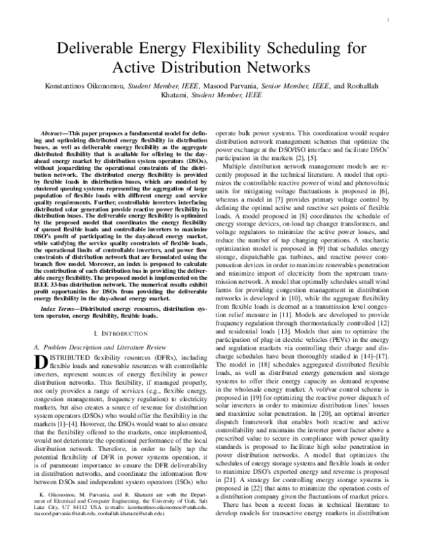 Pdf Deliverable Energy Flexibility Scheduling For Active Distribution