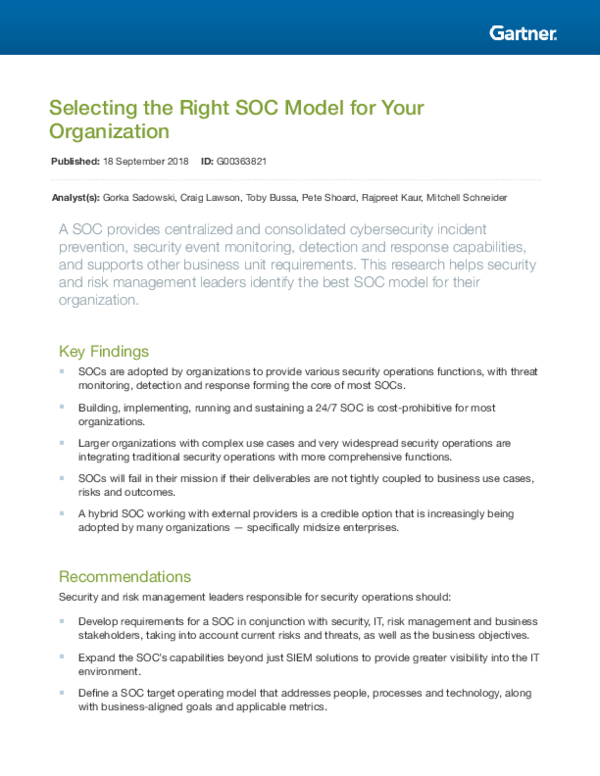 (PDF) Selecting the Right SOC Model for Your Organization