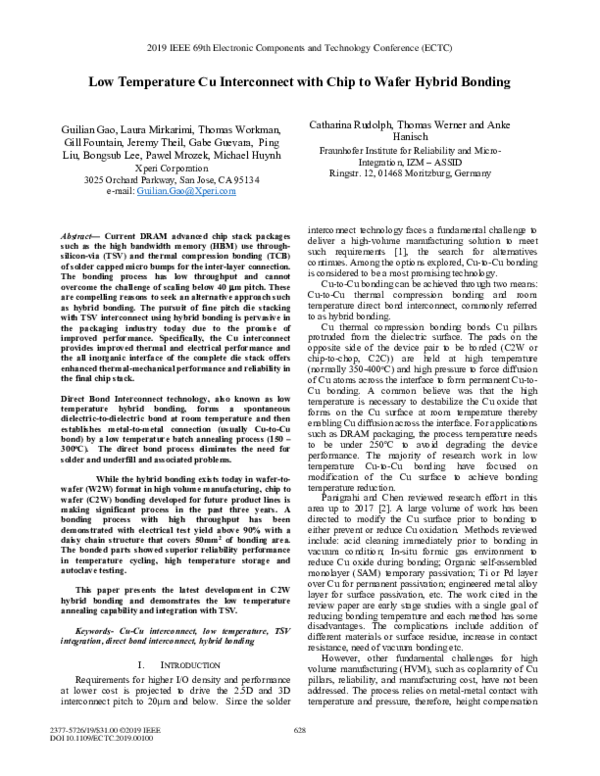 (PDF) Low Temperature Cu Interconnect with Chip to Wafer Hybrid Bonding