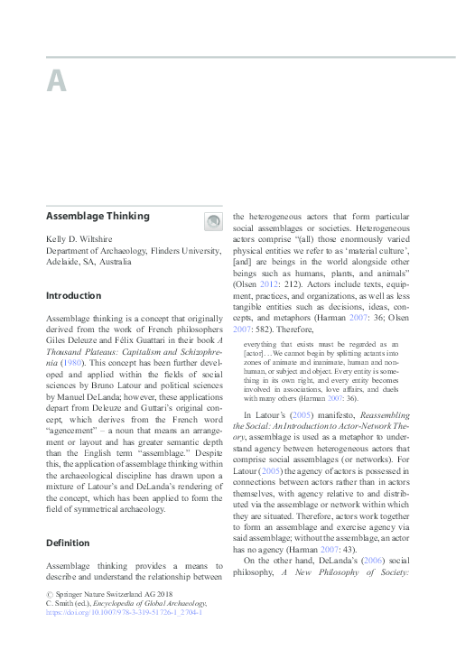 (PDF) Assemblage Thinking