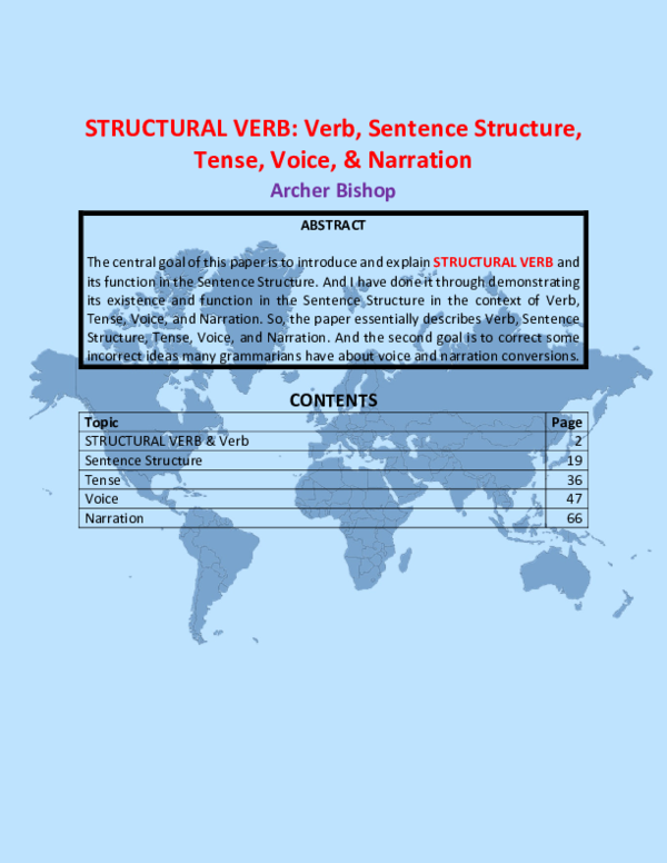 (PDF) STRUCTURAL VERB: Verb, Sentence Structure, Tense, Voice, & Narration