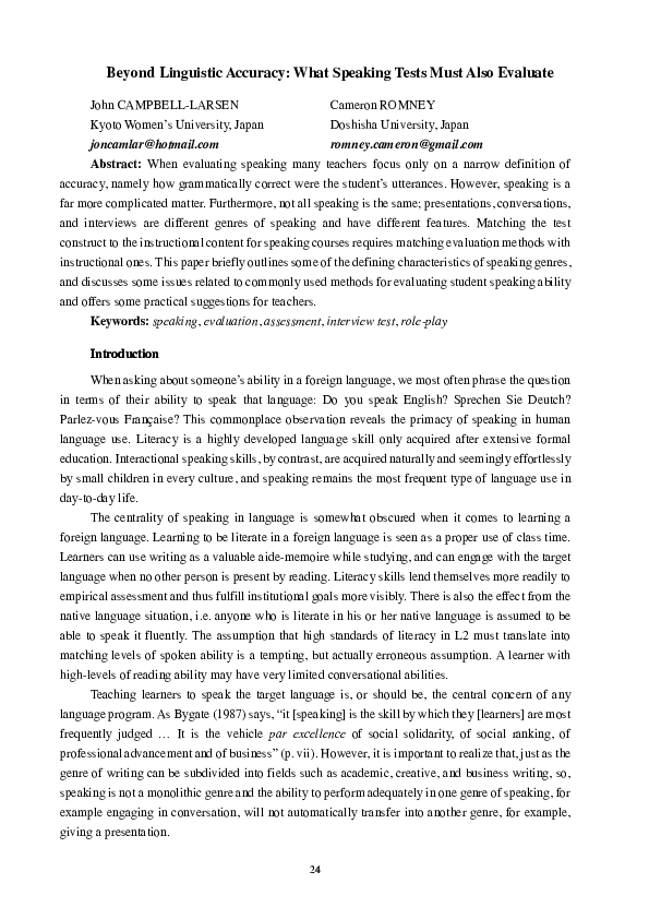 (PDF) Beyond Linguistic Accuracy: What Speaking Tests Must Also ...