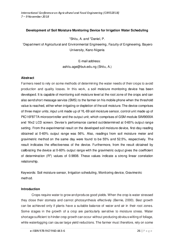 (PDF) Development of Soil Moisture Monitoring Device for Irrigation ...