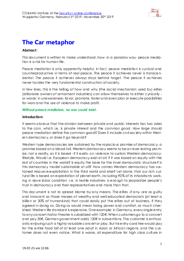 (PDF) # The Car Metaphor. Warning about a possible stop at nuclear ...