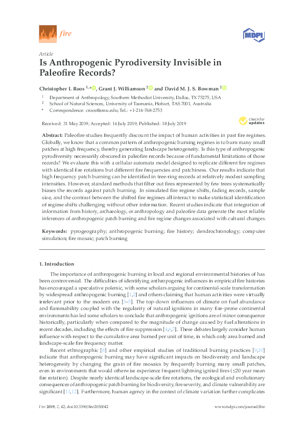(PDF) Is Anthropogenic Pyrodiversity Invisible in Paleofire Records