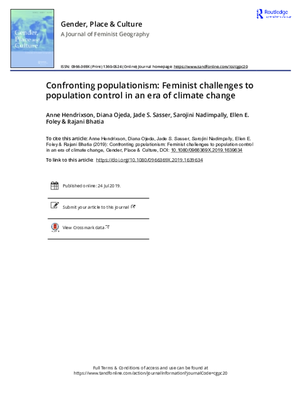 (PDF) Confronting populationism: Feminist challenges to population ...