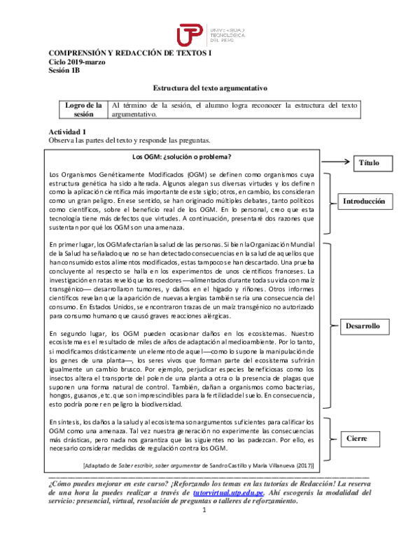 (DOC) COMPRENS IÓN Y REDACCIÓ N DE TEXTOS I Título Introducción ...