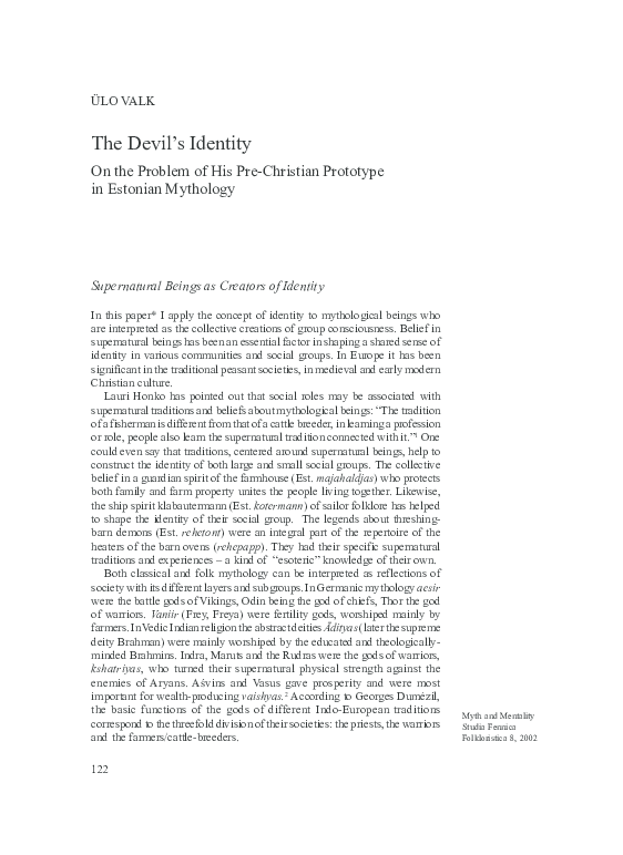 (PDF) The Devil's Identity. On the Problem of His Pre-Christian ...