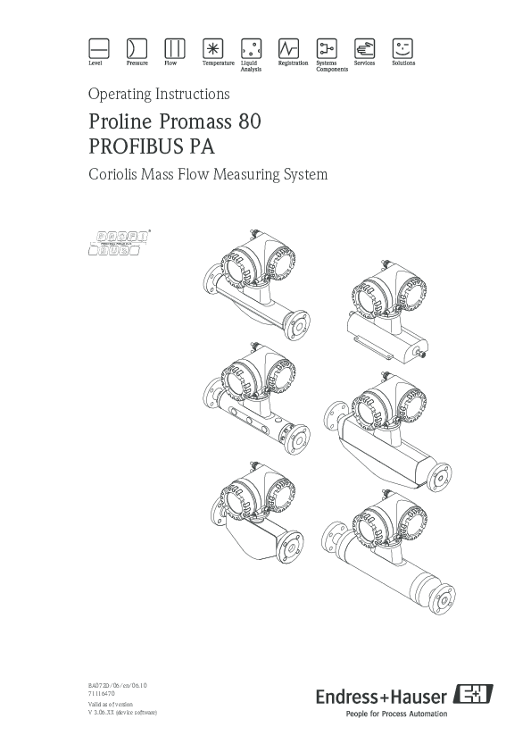 (PDF) Proline Promass 80 PROFIBUS PA Coriolis Mass Flow Measuring System 8