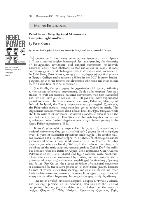 (PDF) Book Review: "Rebel Power: Why National Movements Compete, Fight ...