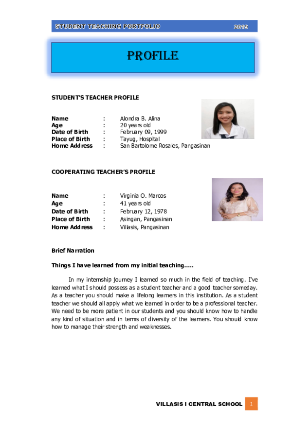 (DOC) STUDENT TEACHING PORTFOLIO