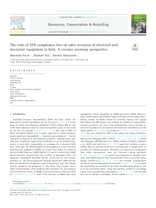 (PDF) The ratio of EPR compliance fees on sales revenues of electrical ...