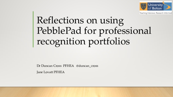 (PPT) Reflections on Using PebblePad for professional recognition ...