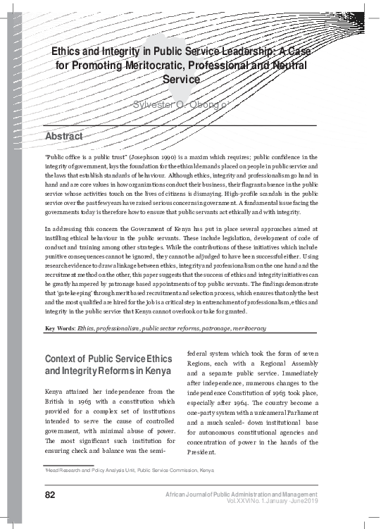 (PDF) Public Service Values and Ethics in Public Administration | Dr ...