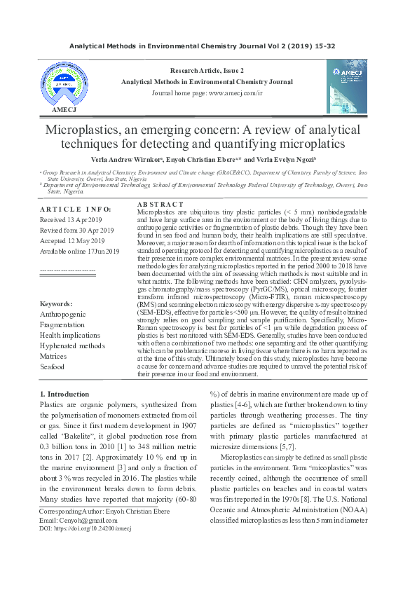 (PDF) Microplastics, an emerging concern: A review of analytical ...