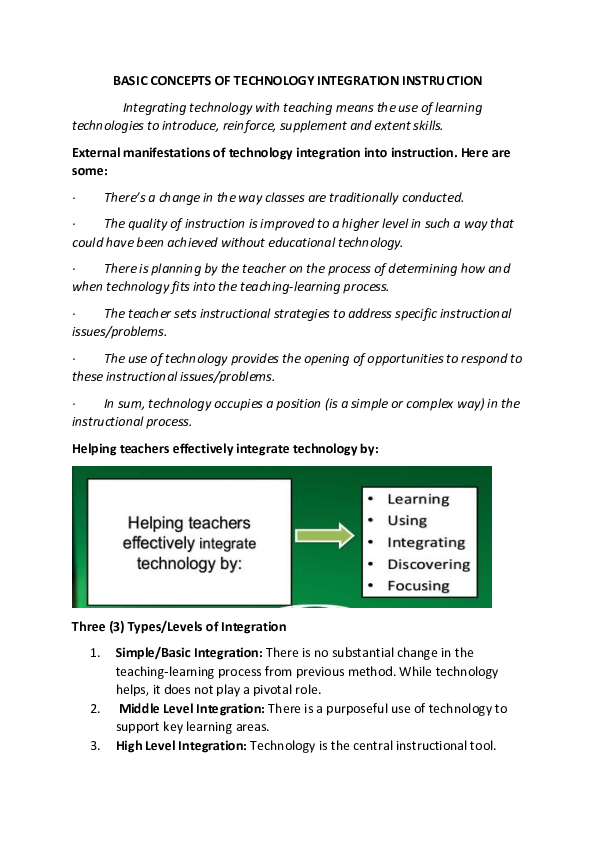 (DOC) Outline basic concepts of technology integration