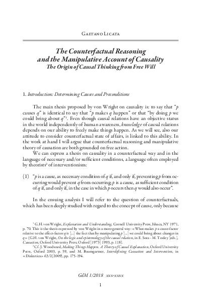 (PDF) The Counterfactual Reasoning and the Manipulative Account of Causality. The Origin of ...