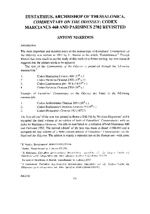 (PDF) “Eustathius’ archbishop of Thessalonica Commentary on the Odyssey ...