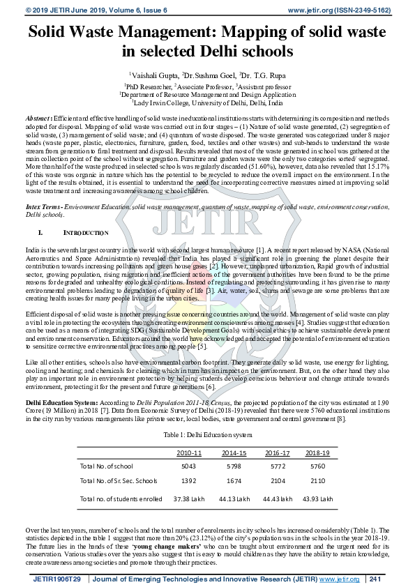 (PDF) Solid Waste Management: Mapping of solid waste in selected Delhi ...