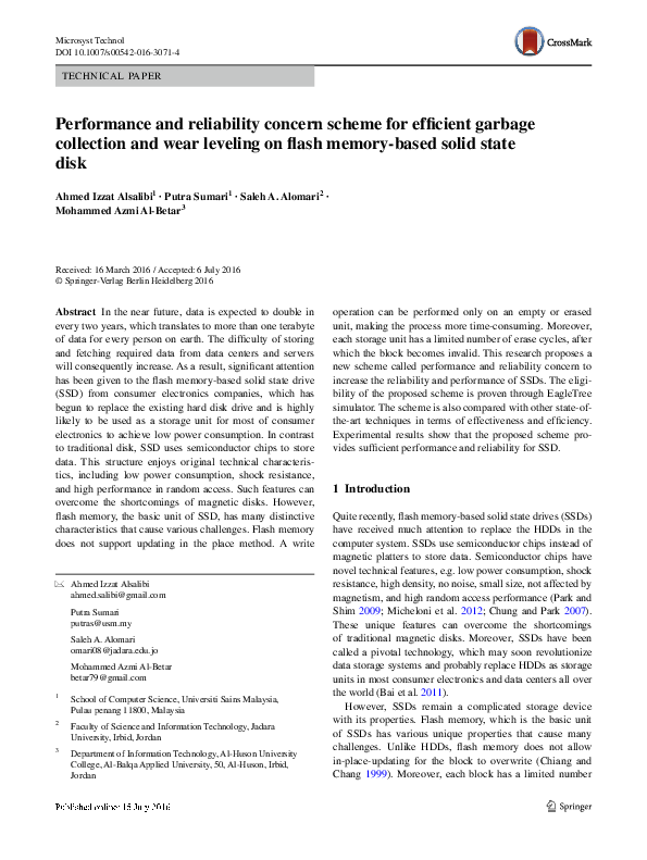 Pdf Performance And Reliability Concern Scheme For Efficient Garbage