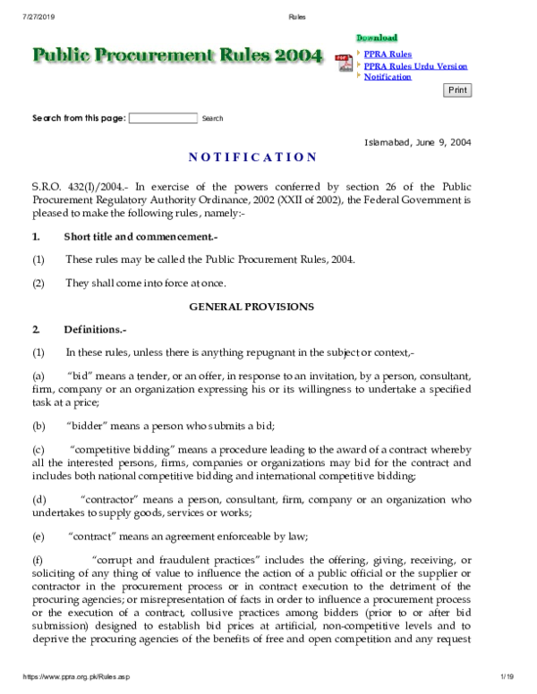 (PDF) PPRA Rules PPRA Rules Urdu Version Notification