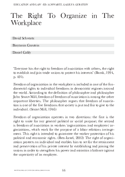 (PDF) The Right To Organize in The Workplace