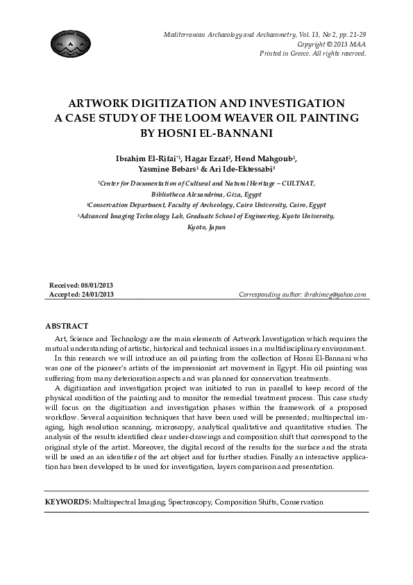 (PDF) ARTWORK DIGITIZATION AND INVESTIGATION A CASE STUDY OF THE LOOM WEAVER OIL PAINTING BY ...