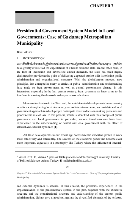 (PDF) Presidential Government System Model in Local Governments: Case ...
