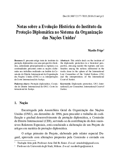 (PDF) "Notas sobre a evolução histórica do instituto da proteção ...